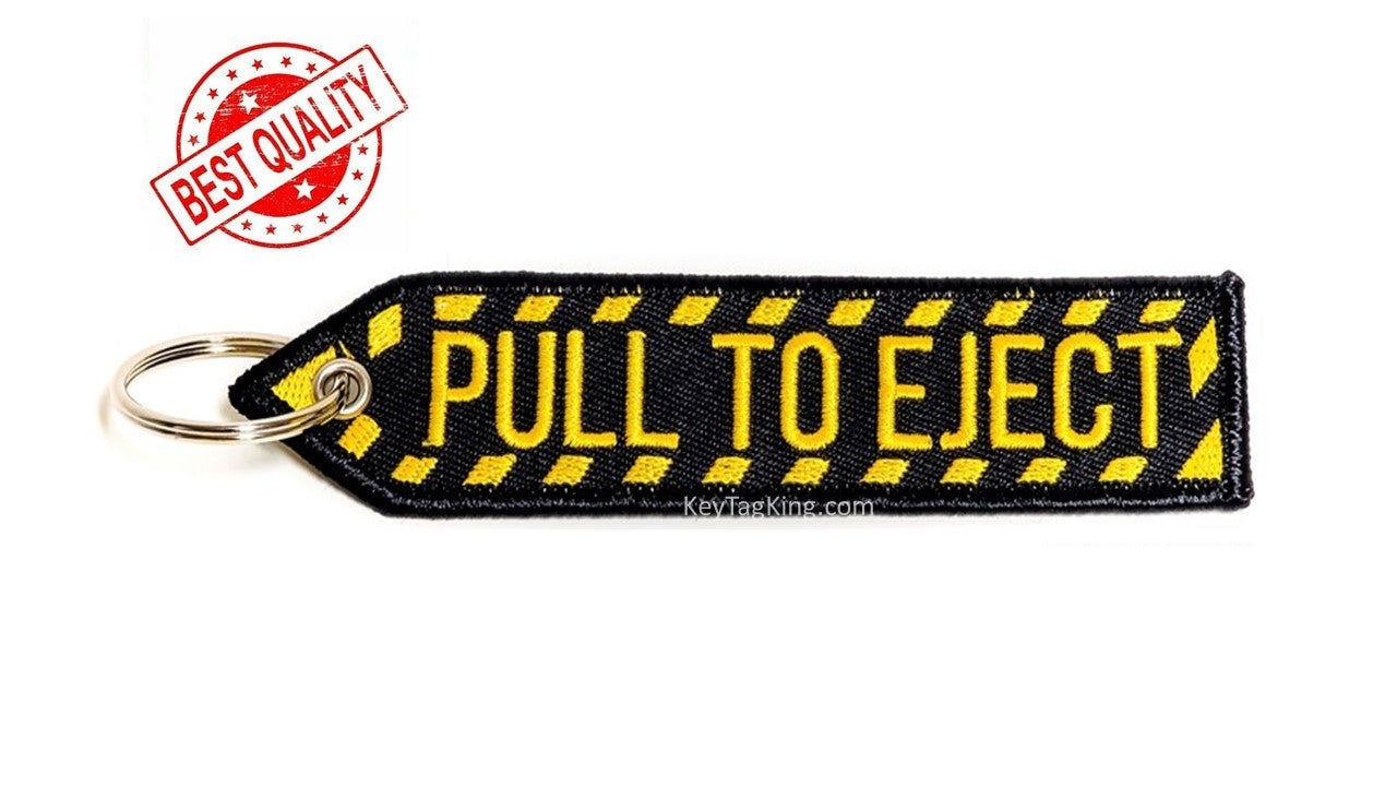 PULL TO EJECT Keychain Patch Highest Quality Double Sided Embroider Ri ...
